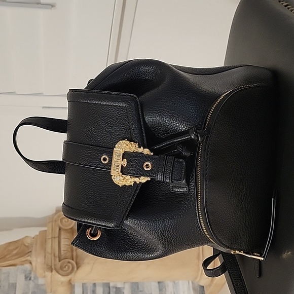Versace | Bags | Versace Jeans Couture Backpack Black Gold Tone | Poshmark